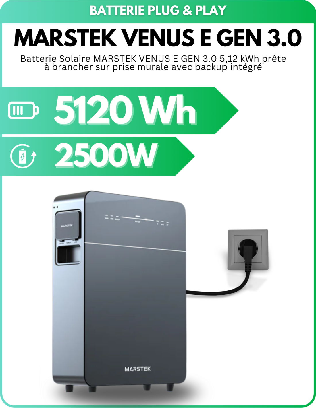 Batterie Solaire Plug & Play - MARSTEK VENUS E GEN 3.0 - 5.12kWh - Marstek | SoluSun